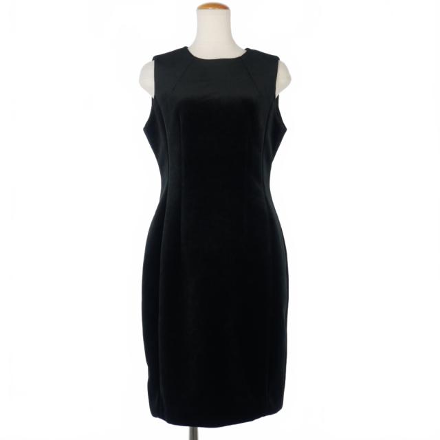 【中古】ルネ Rene ベロア ワンピース ドレス ノースリーブ 38 黒 ブラック 6746820 レディース