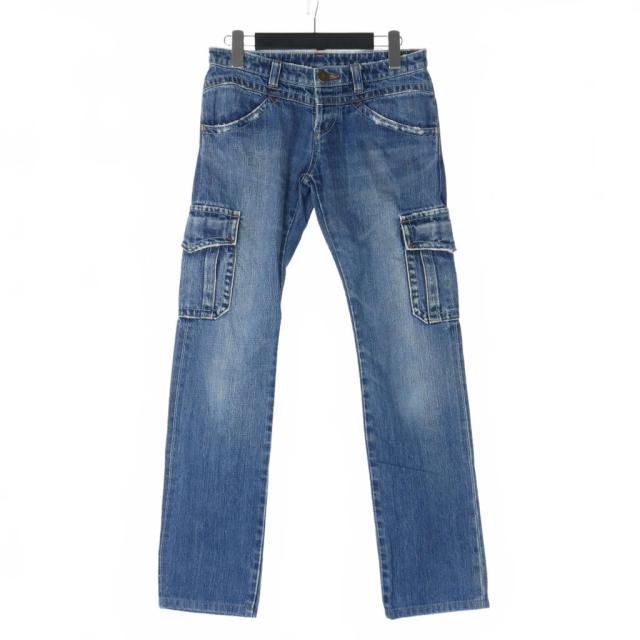 【中古】ジャンポールゴルチエ Jean Paul GAULTIER デニムカーゴパンツ ジーンズ ストレート 38 青 ブルー  レディース