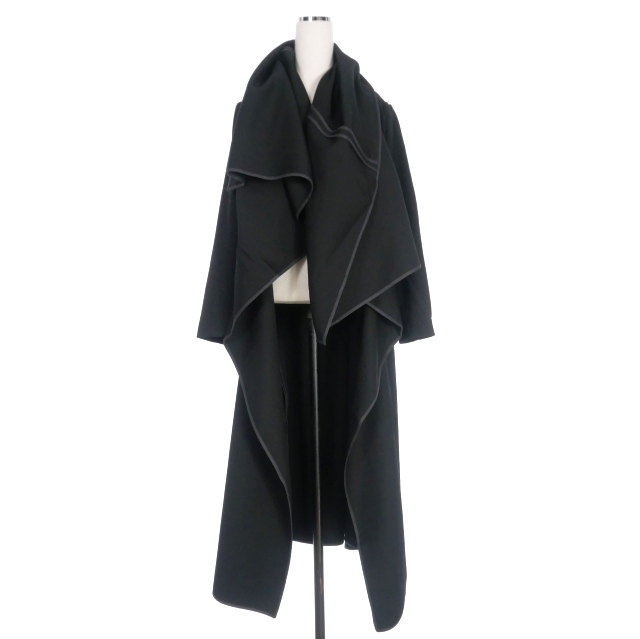 【中古】コムデギャルソン COMME des GARCONS 90s ウールギャバ ドレープロングコート ジャケット M ブラック 黒