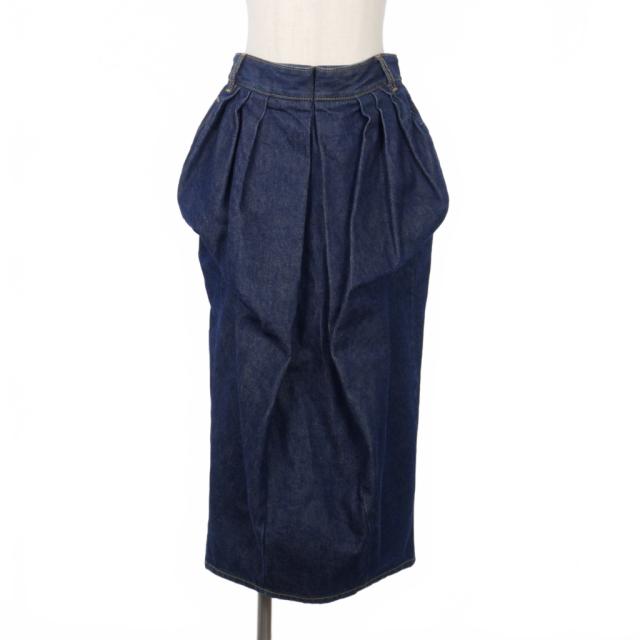 【中古】メゾンマルジェラ Maison Margiela 23AW プリーツ デニムスカート ミディ丈 40 インディゴ S51MA0488