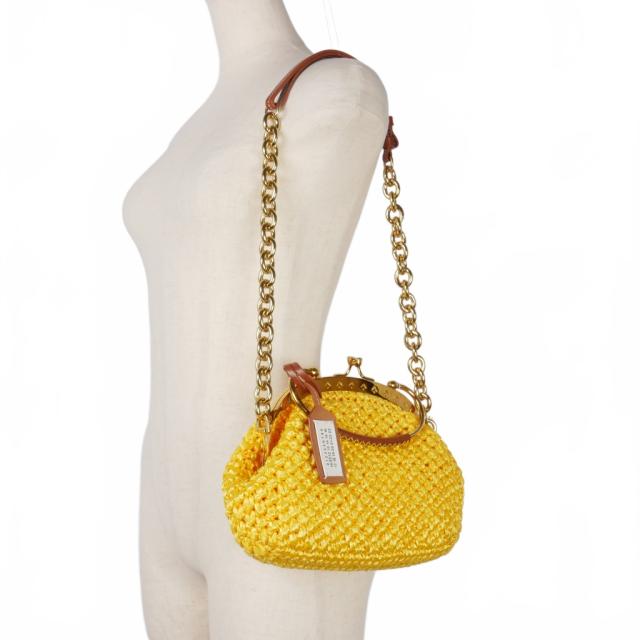 【中古】未使用品 メゾンマルジェラ Maison Margiela 21AW RAFFIA S.W.A.L.K. II 2WAY ラフィアハンドバッグ がま口