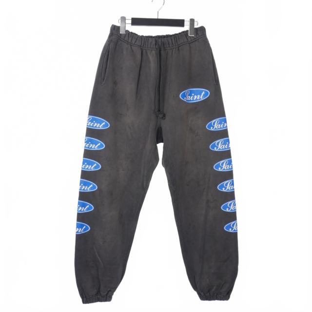 【中古】未使用品 セントマイケル SAINTMICHAEL 25AW LOVE AMONG SWEAT PANTS プリント スウェットパンツ M ブラック