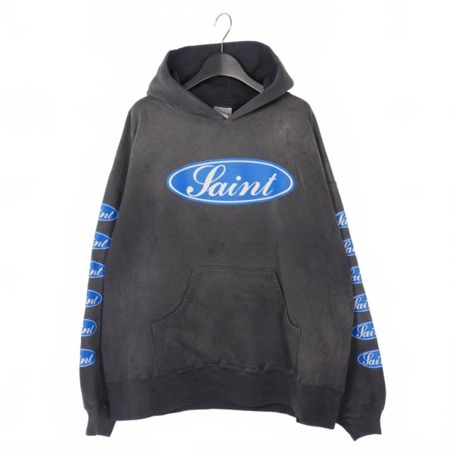 【中古】未使用品 セントマイケル SAINTMICHAEL 25AW HOODIE LOVE AMONG プルオーバーパーカー フーディ XL 黒