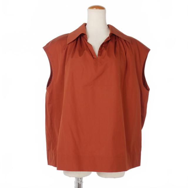 【中古】マルニ MARNI 22SS ノースリーブ スキッパーネック シャツ ブラウス 40 茶 ブラウン TTMA0185A1 レディース