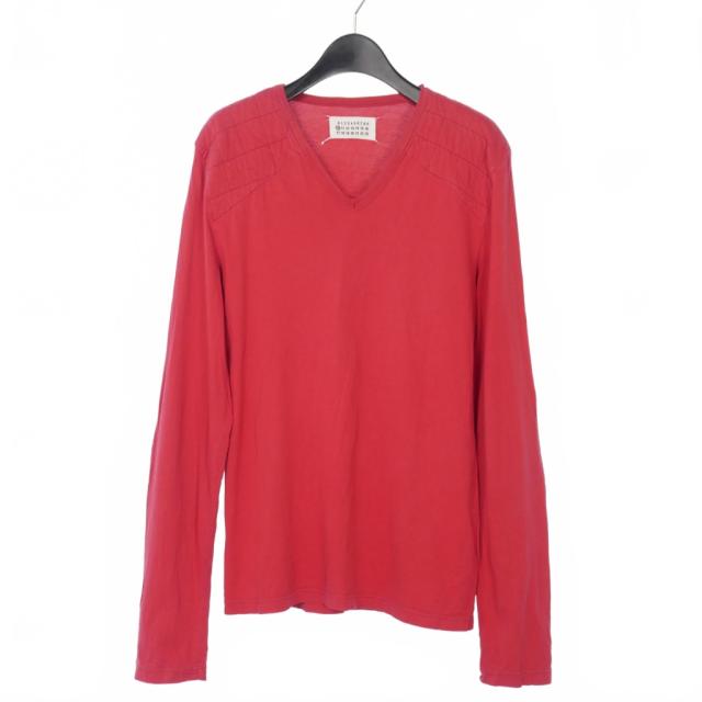 【中古】メゾンマルジェラ Maison Margiela 07AW 本人期 Vネック エルボーパッチ ショルダーパッチ Tシャツ 長袖 46