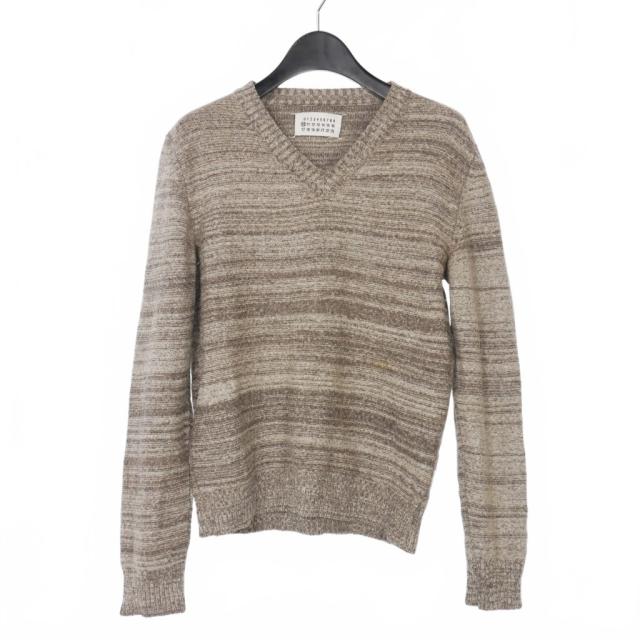 【中古】メゾンマルジェラ Maison Margiela 07AW 本人期 メランジ Vネック ニット セーター 長袖 S ブラウン 30HA064