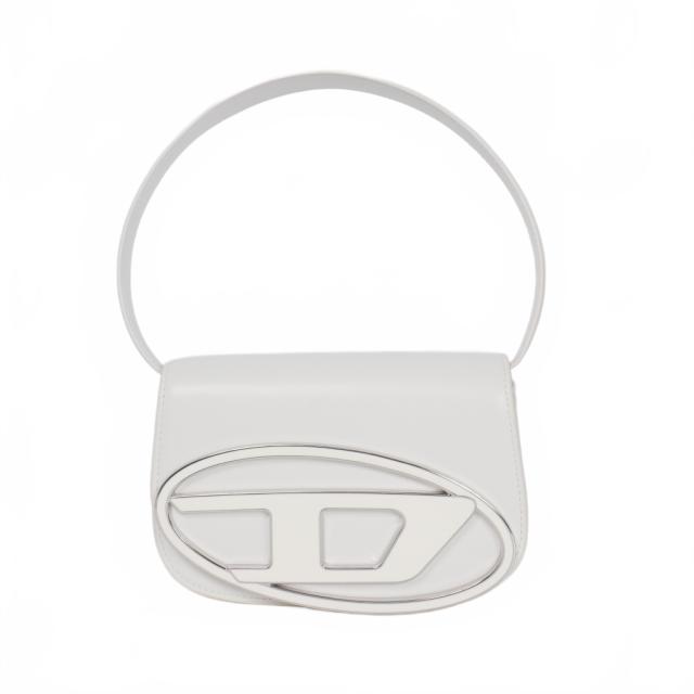 【中古】ディーゼル DIESEL 1DR ショルダーバッグ ハンドバッグ オーバルDロゴ 白 ホワイト X08396 レディース