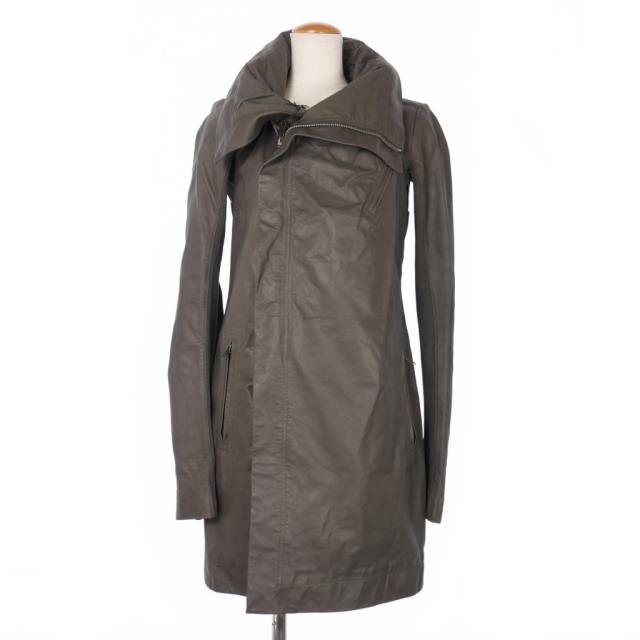 【中古】リックオウエンス Rick Owens 13FW PLINTH LONG BIKER ハイネック ロング レザーコート バイカージャケット