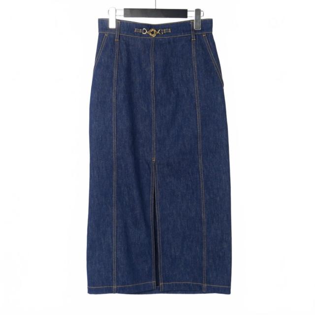 【中古】パトゥ PATOU 24SS デニムスカート フロントスリット ロング丈 38 青 ブルー SK0500008602D レディース