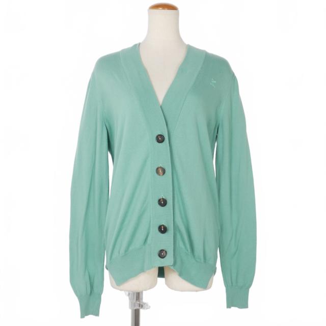 【中古】メゾンマルジェラ Maison Margiela 21SS カーディガン Mロゴ 刺繍 エルボーパッチ M 緑 グリーン S51HA1110