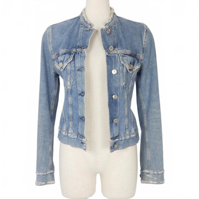 【中古】アクネ ストゥディオズ Acne Studios デニムジャケット ジーンズ  ノーカラー 32 青 ブルー  レディース