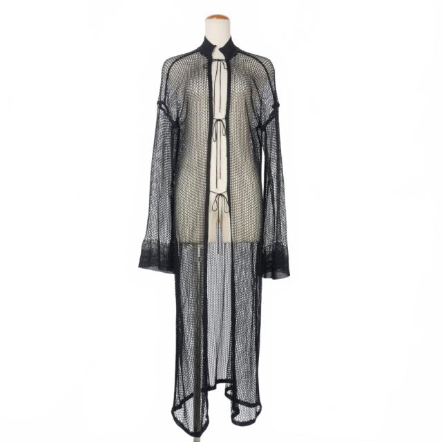 【中古】マメクロゴウチ  Mame Kurogouchi ネットドレス メッシュ カーディガン リボン留め 1 ブラック MM20SS-KN06