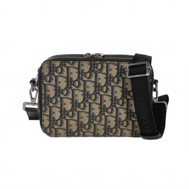【中古】クリスチャンディオール Christian Dior オブリーク ジャカード ショルダーバッグ ジップポーチ ベージュ