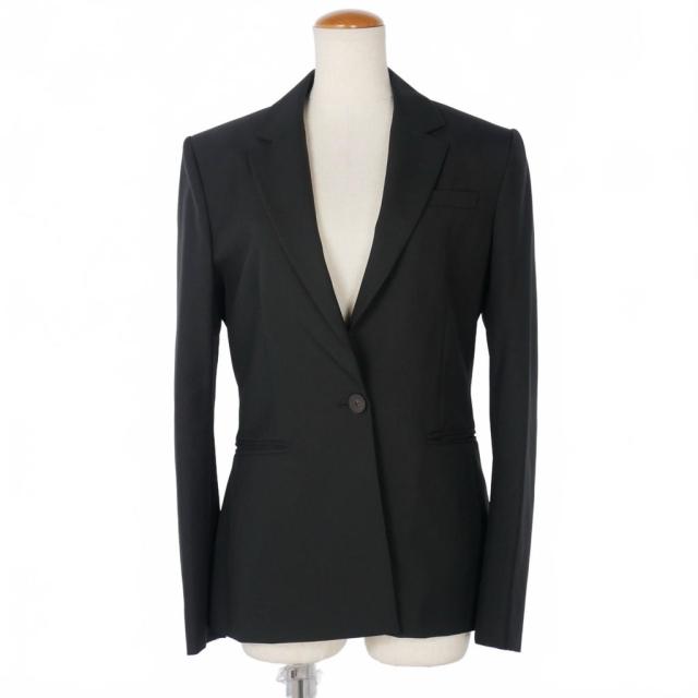 【中古】バレンシアガ アレキサンダーワン期 テーラードジャケット ブレザー 背面サテンベルト 1ボタン 34 黒 374085