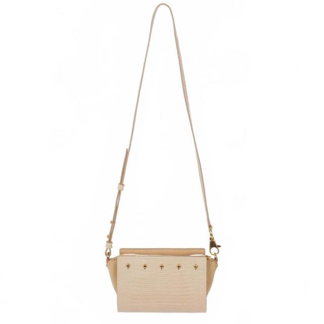 【中古】アレキサンダーワン パイソンペリカン ショルダーバッグ レザー スタッズ ベージュ レディース