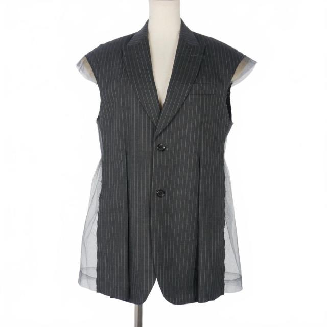 【中古】チカキサダ Chika Kisada ストライプ チュール ベスト サイズ1 グレー CJ-24034 レディース