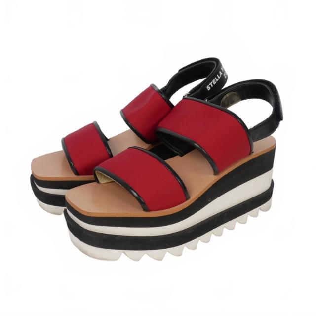 【中古】ステラマッカートニー STELLA McCARTNEY SNEAK ELYSE ストラップ プラットフォームサンダル 37 赤 レッド