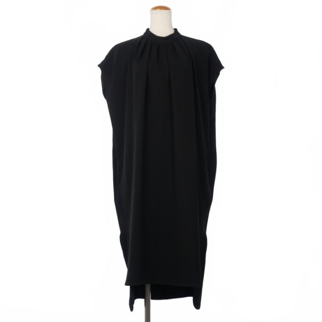 【中古】エンフォルド ENFOLD PEツイルストレッチ フレンチタック ワンピース ノースリーブ 36 黒 ブラック