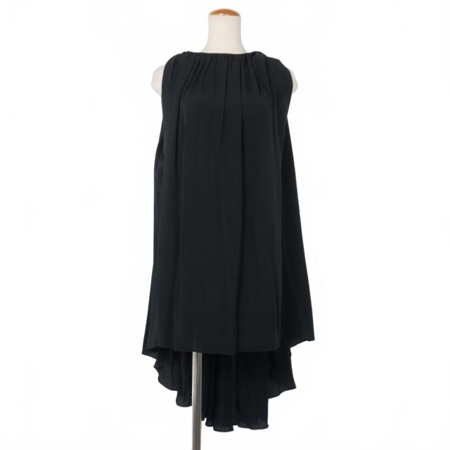 【中古】マルニ MARNI ノースリーブ チュニック ワンピース ギャザー 40 黒 ブラック レディース