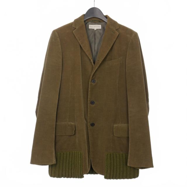 【中古】ドリスヴァンノッテン DRIES VAN NOTEN 90s〜00s ライカ期 リブ切替 4B コーデュロイ ジャケット 48 カーキ
