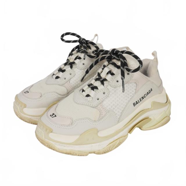 【中古】バレンシアガ BALENCIAGA TRIPLE S トリプルS ローカット スニーカー 24.5cm 白 ホワイト 524036 レディース