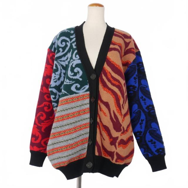 【中古】ステラマッカートニー STELLA McCARTNEY パッチワーク ジャガード ニット カーディガン 総柄 38 マルチカラー
