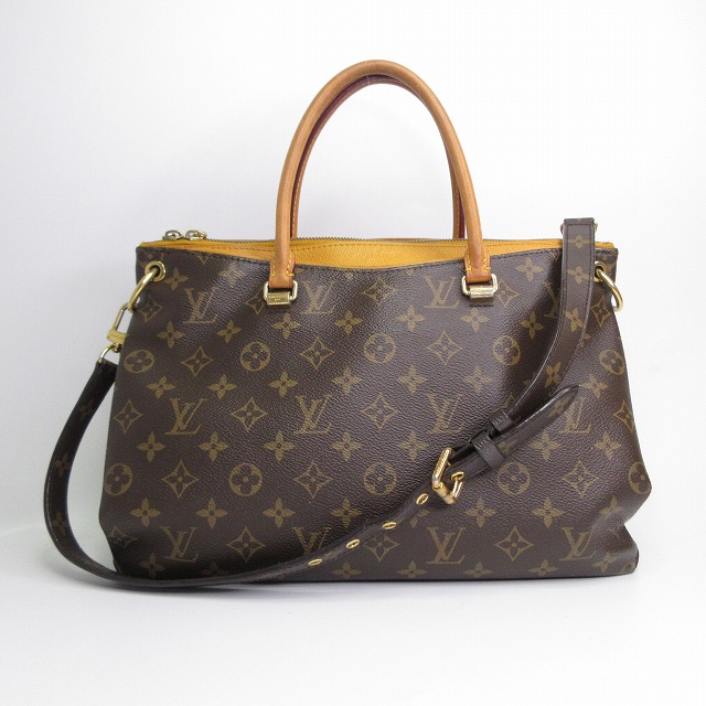 【中古】ルイヴィトン LOUIS VUITTON M40929 パラスMM サフラン モノグラム キャンバス ハンドバッグ 総柄 茶