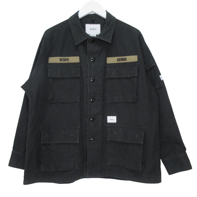 【中古】ダブルタップス WTAPS 長袖 シャツ ジャケット ロゴ 01 Sサイズ相当 ブラック k1428 1220 メンズ