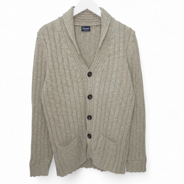 【中古】ドルモア DRUMOHR 麻混 ニットカーディガン ニットジャケット ベージュ系 48 Mサイズ相当 k2676  メンズ