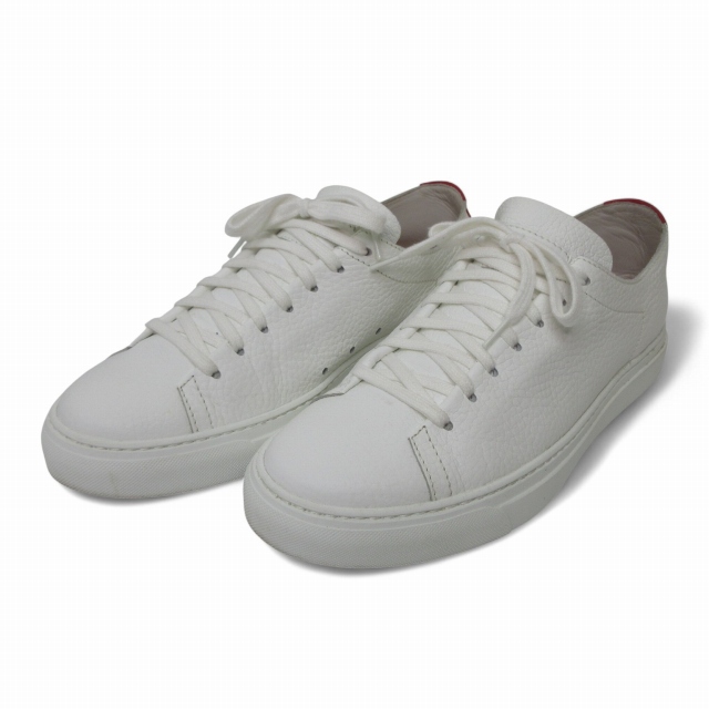 【中古】美品 OFFICINA SLOWEAR オフィチーナスローウェア 牛革 スニーカー 39 25cm相当 ホワイト k268230 メンズ