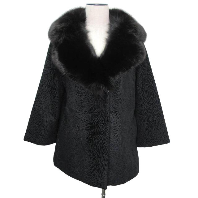 【中古】ERIFORT 長袖 コート ファー ショート丈 ポケット サイズ9 ブラック k289210 1105 レディース
