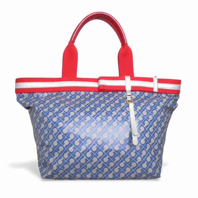 【中古】ゲラルディーニ GHERARDINI ソフティ トートバッグ チャーム ブルー グレー レッド シルバー k293515 1107