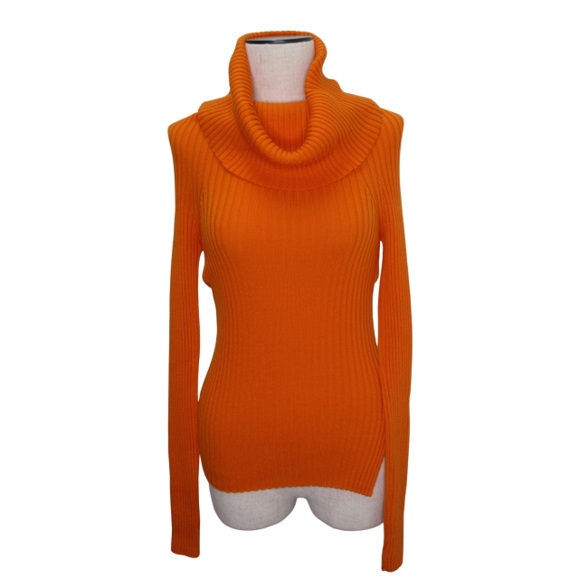 【中古】ジャンポールゴルチエ ファム 長袖 ニット セーター タートルネック 40 L相当 オレンジ k30765 レディース