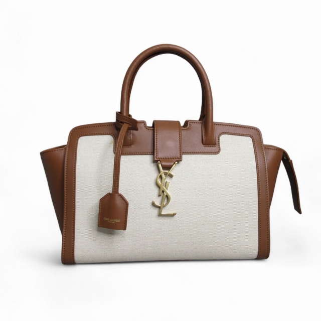【中古】イヴサンローラン YVES SAINT LAURENT ベイビー ダウンタウン ハンドバッグ トートバッグ キャンバス レザー