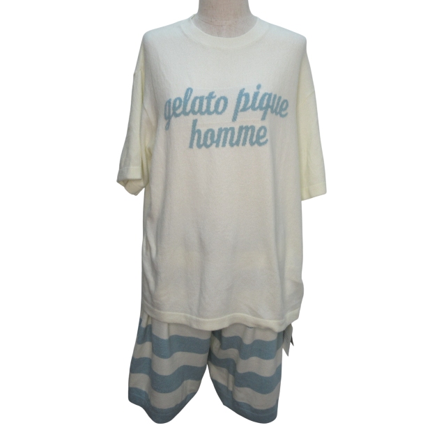 【中古】ジェラートピケオム ルームウェア タグ付 未使用 セットアップ 半袖 ハーフパンツ L E102900529 レディース