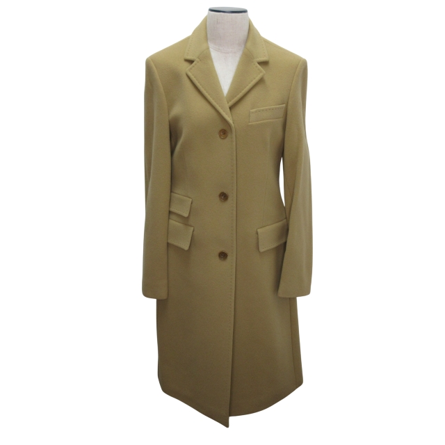 【中古】ダックス DAKS 長袖 コート ロング テーラードカラー ウール 混 34 M相当 ベージュ k308016 レディース