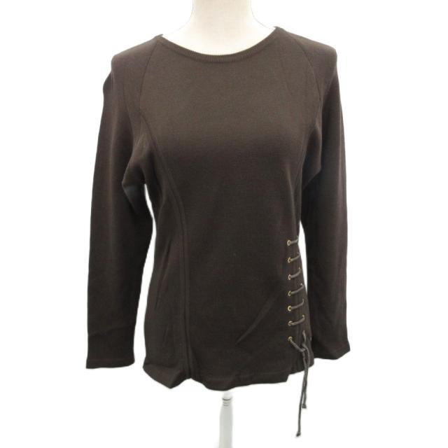 【中古】クリスチャンディオール 90s ガリアーノ期 ニット セーター ラグラン レースアップ M こげ茶 KW3E11200