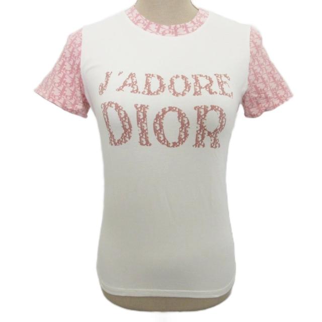 【中古】クリスチャンディオール ジャドール J'ADORE DIOR Tシャツ カットソー ロゴ プリント トロッター柄 切替 44