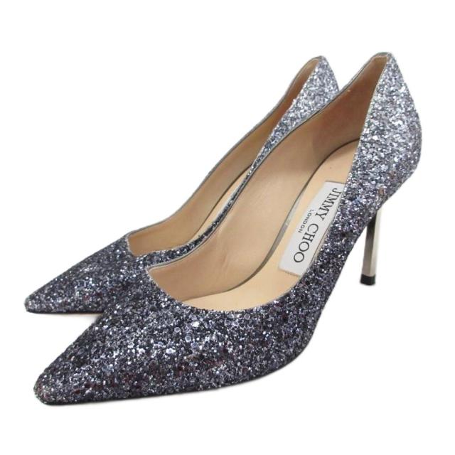 【中古】ジミーチュウ グリッターパンプス ハイヒール ピンヒール ポインテッドトゥ 34 21cm シルバーカラー