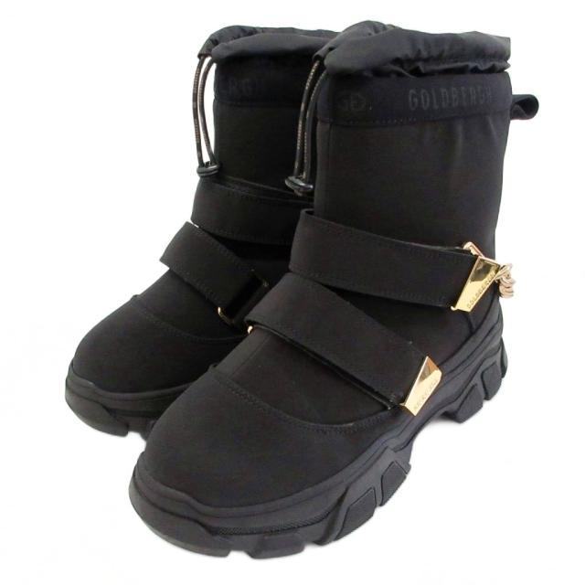 【中古】ゴールドバーグ GOLDBERGH 美品 ショートブーツ スノー チェーン ロゴ ストラップ ゴールド金具 38 約25cm