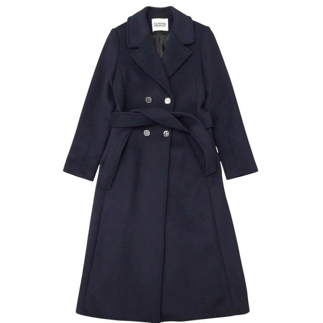 【中古】クローディピエルロ Wool Blend Trench Coat ウール混 トレンチコート ロングコート ダブルブレスト 36