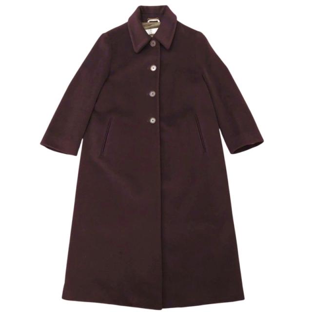 【中古】マックスマーラ 美品 ヴァージンウールコート ステンカラー ロング I 38 紫 パープル系 /VU□ 0427
