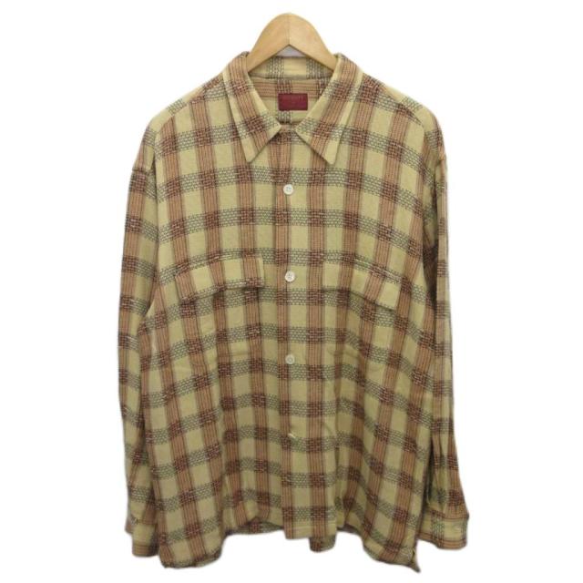 【中古】デザート dezert ネルシャツ 長袖 チェック柄 オーバーサイズ ベージュ マルチカラー メンズ