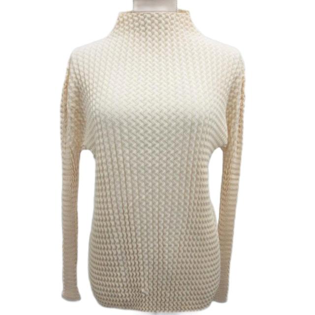 【中古】イッセイミヤケ 美品 24AW SPONGY カットソー 長袖 ポップコーン 2 M ベージュ IM43KN935 レディース