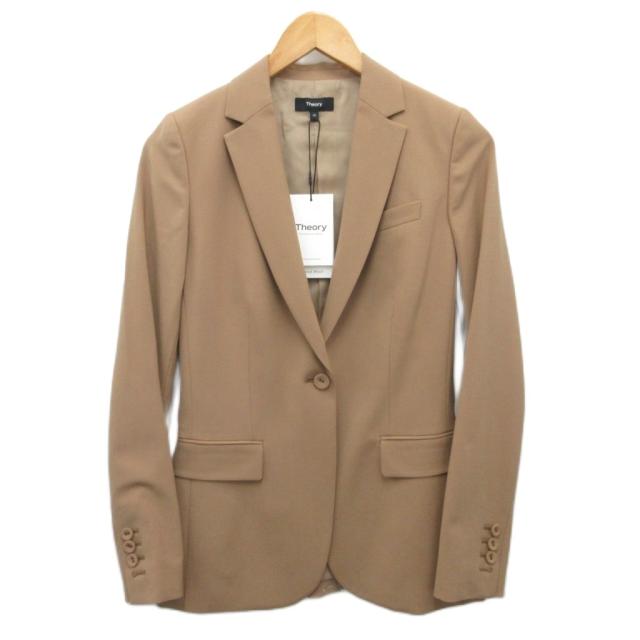 【中古】未使用品 セオリー Theory タグ付き テーラードジャケット ブレザー 1B ウール ベージュ 00 約S レディース
