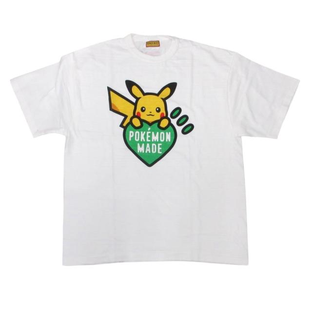 【中古】ヒューマンメイド 京都限定 POKEMON MADE GRAPHIC T-SHIRT ONLINE STORE Tシャツ 半袖 プリント ピカチュウ