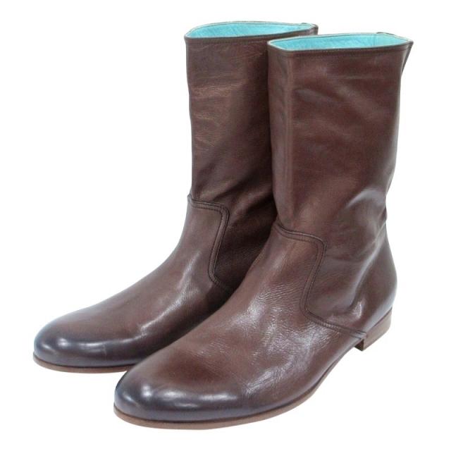 【中古】グッチ GUCCI ミドルカットブーツ ヒールロゴ レザー 216143 42 1/2 EJ 約27.5cm 茶 ブラウン 系 0621 メンズ