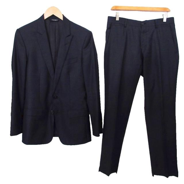 【中古】ドルチェ&ガッバーナ ドルガバ MARTINI スーツ セットアップ ウール シルク混 総裏 2B フォーマル 44 約S 紺