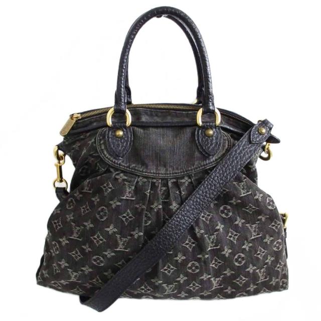 【中古】ルイヴィトン LOUIS VUITTON ネオカヴィ MM モノグラム デニム M95351 ハンドバッグ ショルダー レザー 黒