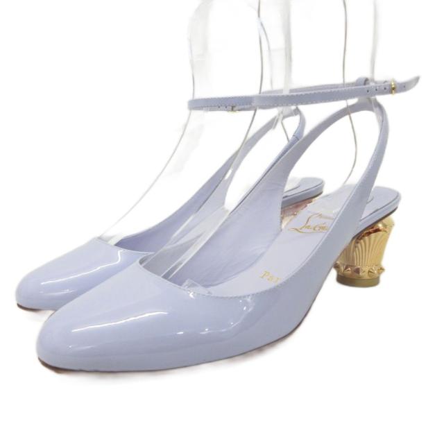 【中古】クリスチャンルブタン 23SS パンプス ラウンドトゥ チャンキーヒール ハイヒール スタッズ ビジュー 37